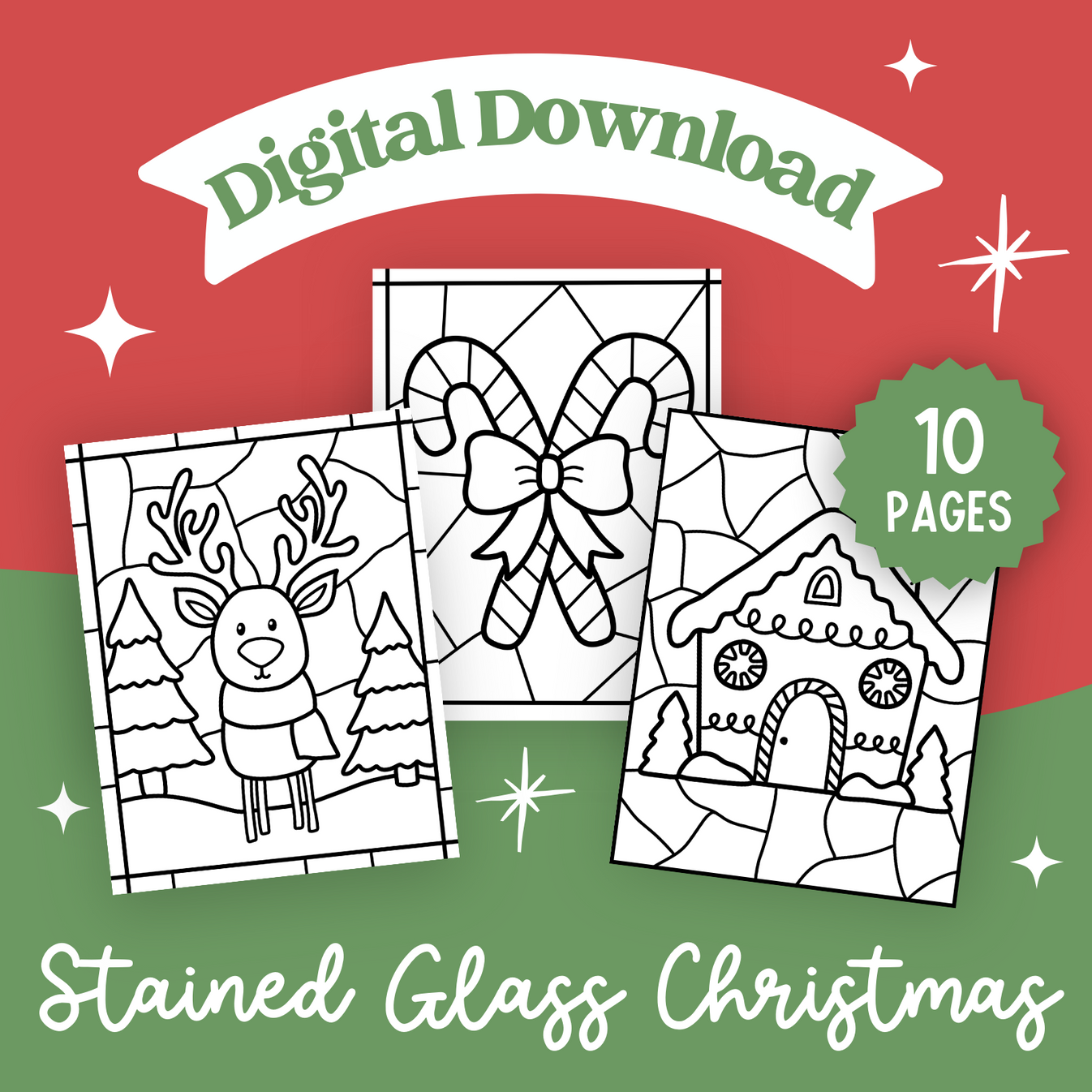 Stained Glass Christmas Printable Coloring Pages (10 pack) – Megan ...